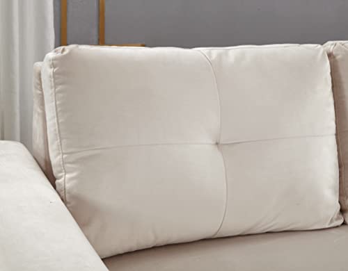 Legend Vansen 91" Wide Reversible Sofabed Sectional Sofas with Chaise，Velvet Storage L-Shape Twin Size for Living Room Couch Sleeper, Cream