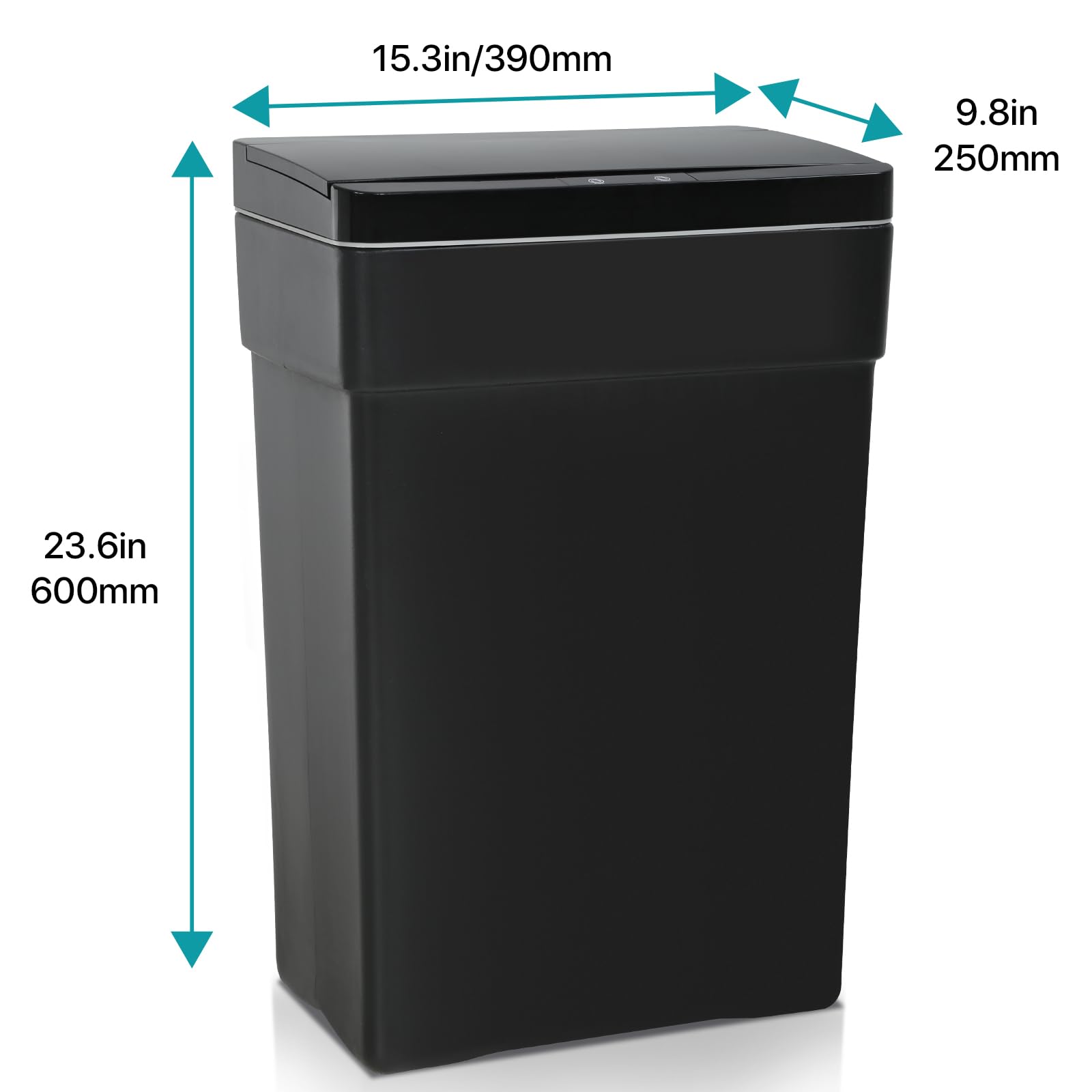 Dlewmsyic 50L / 13 Gallon Kitchen Trash Can with Lid, Fingerprint-Resistant Automatic Garbage Can, Large Capacity Plastic Touchless Sensor Garbage Bin for Bathroom, Bedroom and Home Office(Black)