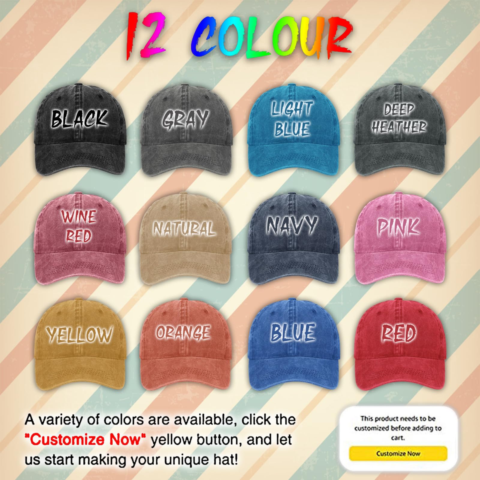 Custom Baseball Hat Add Design Your Own Bulk Cowboy Hat,Custom Trucker Hat for Men Women Natural Hat
