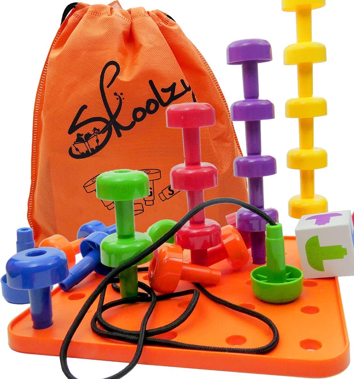 Skoolzy Peg Board Toddler Stacking Toys - Plastic Peg Board Toddler Toys