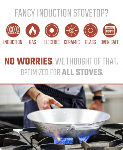 DALSTRONG Frying Pan Skillet - 12 inch - The Avalon Series - 5-Ply Copper Core - Hammered Finish Cooking Pan - 3 Quart - Premium Silver Kitchen Cookware - Omelet, Beef, Egg Pan - w/Lid & Pot Protector