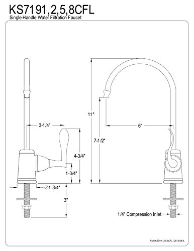 Kingston Brass Gourmetier KS7195CFL Century Single Handle Water Filtration Faucet, Oil Rubbed Bronze