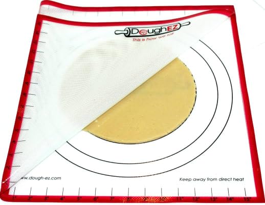 DoughEZ Patented Extra Large 17.5 x 32 Non-Slip Silicone Pastry Dough Rolling Mat and 6 Guide Sticks - BPA Free, Approved materials