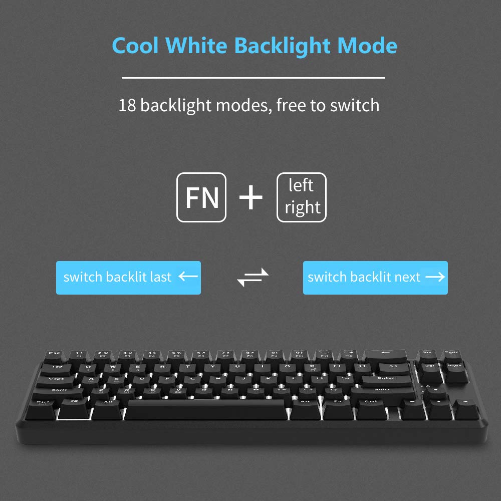 NACODEX K680T 60% Wireless/Wired Mechanical Keyboard - Compact 68 Keys 1000mAh Rechargeable Gaming/Office Keyboard Multi-Device for iOS Android Windows and Mac (Blue Switch White Backlit Black)