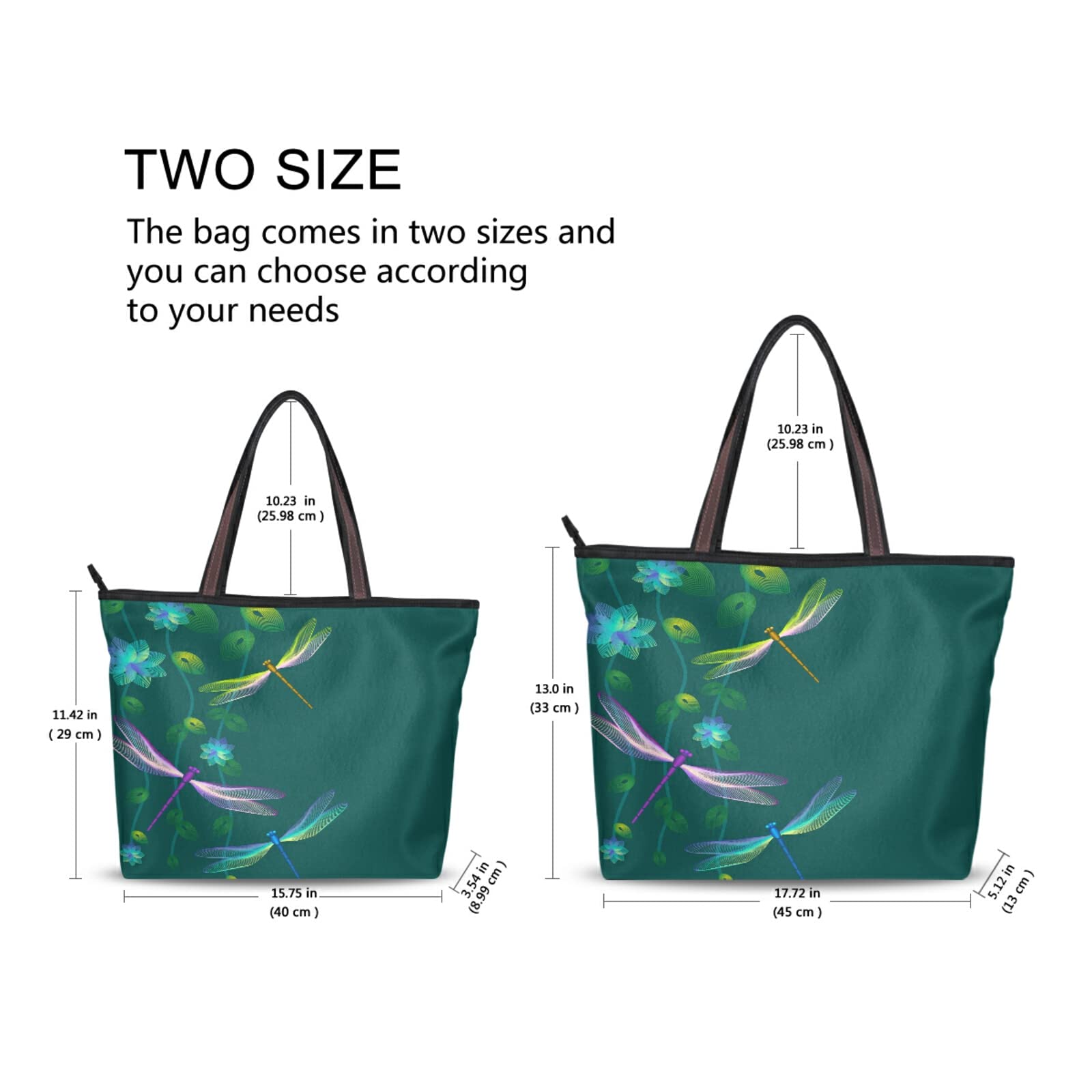 Cat 1995 Womens Tote Bag Dragonfly Handbags with Zipper Pockets Lady Daily Use Bags