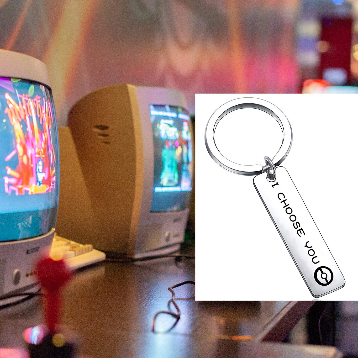 bobauna Retro Controller Keychain I Choose You Video Game Jewelry Game Enthusiast Gift For Gamer (choose you game keychain)