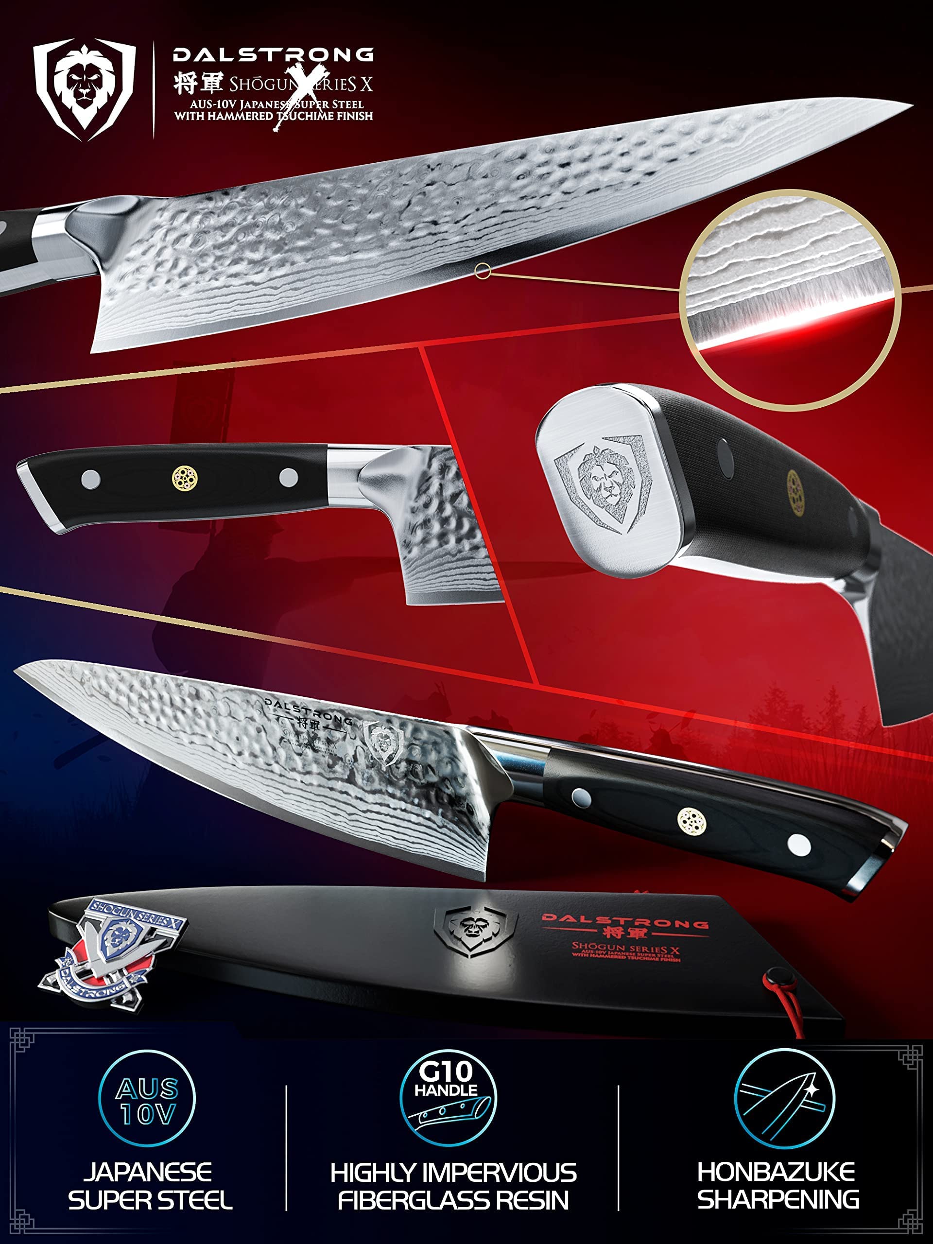 Dalstrong Shogun Series 8" Chef Knife Bundled with 6" Utility Knife & 3.5" Paring Knife