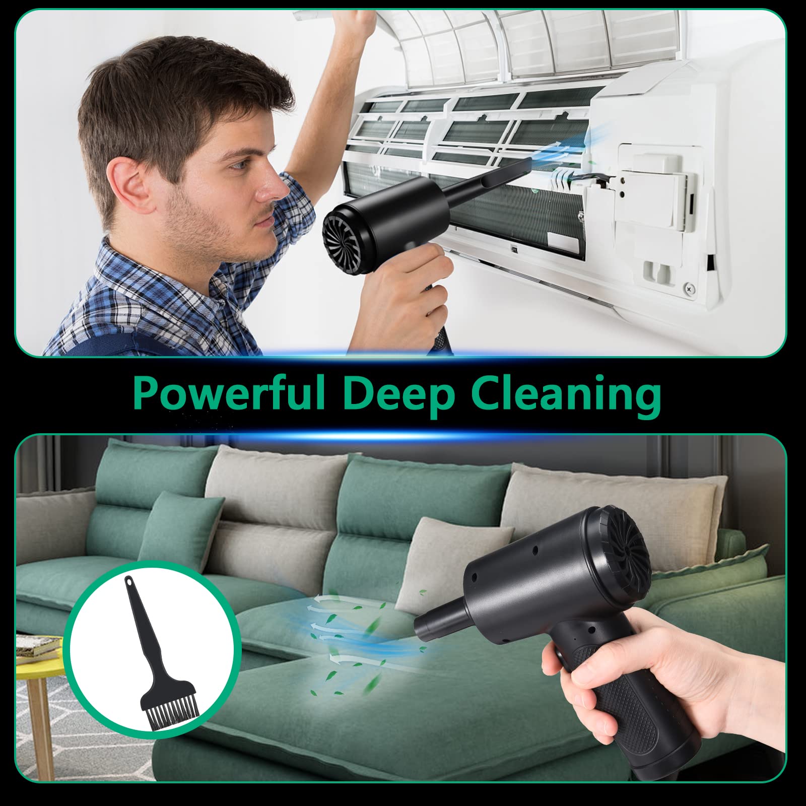 Compressed Air Duster 91000RPM Keyboard Cleaner for Office, Good Replacement for Compressed Air Can, Electric Air Duster, Cordless Air Duster for Computer Keyboard Car