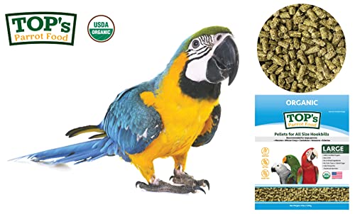 TOP's Parrot Food Pellets Hookbills, Small, Medium and Large Parrots - Non-GMO, Peanut Soy & Corn Free, USDA Organic Certified - 4 lb / 1.81 kg