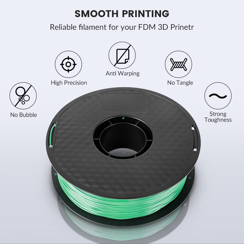 COMGROW PLA Filament 1.75mm PLA 3D Printer Filament, 1kg(2.2lbs) Cardboard Spool, Dimensional Accuracy +/- 0.03mm, Fit for Creality Ender 3/Ender 3 V2/Ender 3 Pro/Other FDM 3D Printers (Green 1-Pack)