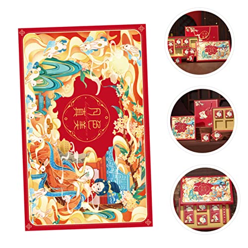 HEMOTON 1 Set Moon Cake Box Mini Paper Cups Cookie Containers Mini Cake Boxes Paper Cupcake Container Ornament Container Mooncake Packaging Box Festival Gift Holder Pastries Holder Box