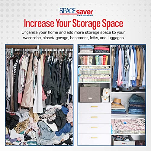 Spacesaver Vacuum Storage Bags (Jumbo 10pk) Save 80% on Clothes Storage Space - Space Saver Vacuum Storage Bags for Comforters, Blankets, Bedding, Compression Seal for Closet Storage - Pump for Travel