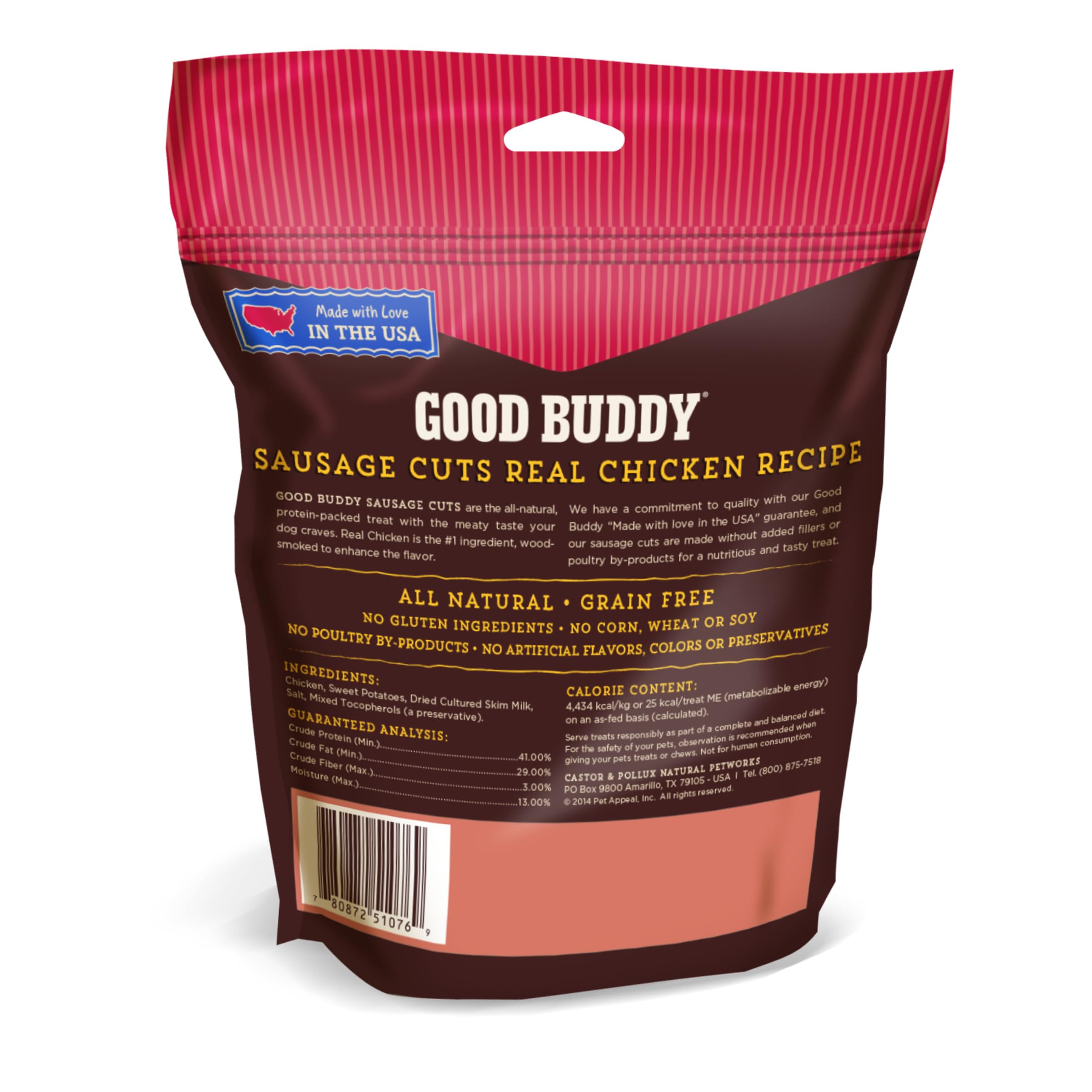 Castor & Pollux Good Buddy Sausage Cuts Real Chicken Recipe Grain Free Dog Treats, 5-oz bag