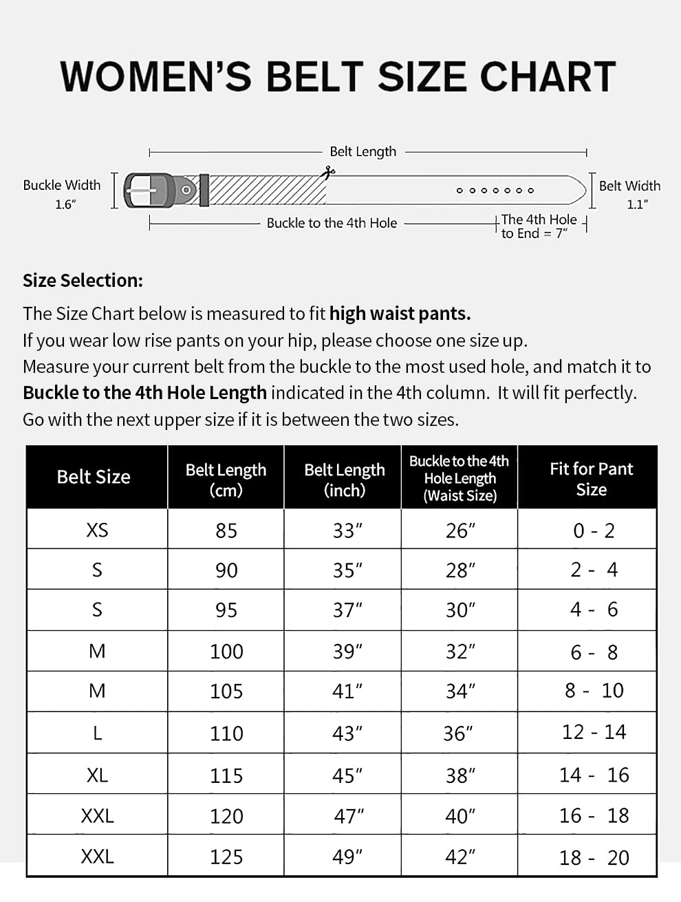 Catelles Womens Genuine Leather Belts, 1.1" Width with Gold Buckle for Jeans Dress Pants XS Size 0-2 Black