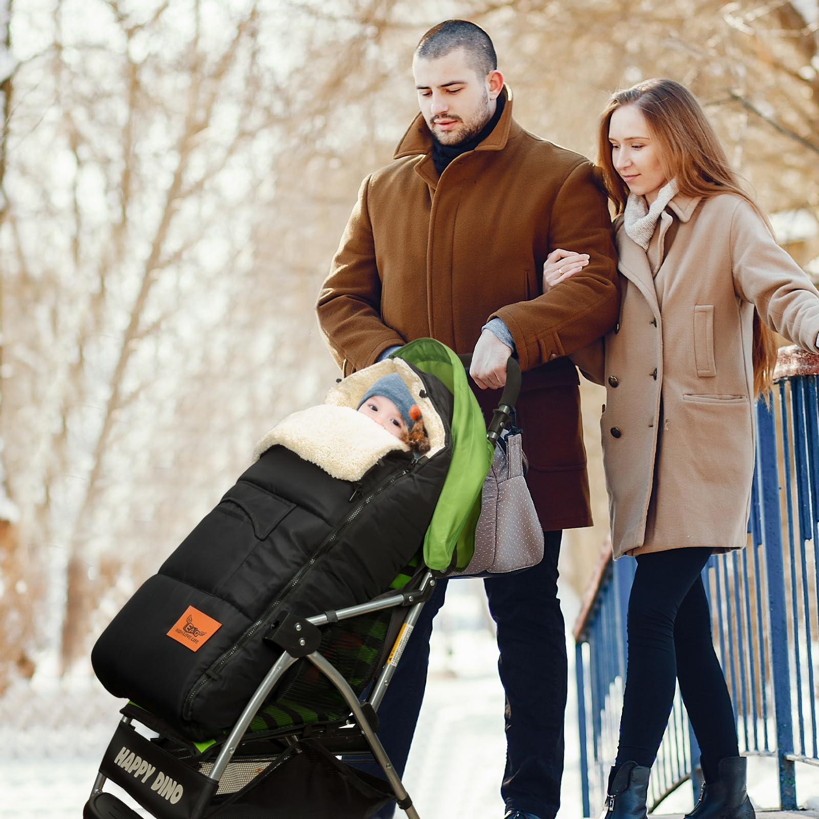 EAQ Universal Winter Warm Baby Stroller Footmuff,Muti Use Bunting Bag, Fleece Lined Washable Outdoor Sleeping Bag for Baby(Black)