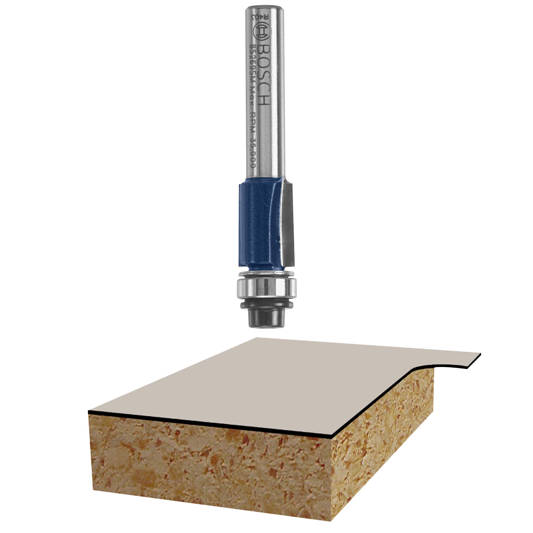 BOSCH 85269SM 1-Piece 3/8 In. x 1/2 In. Carbide Tipped 2-Flute Shear Trim Router Bit