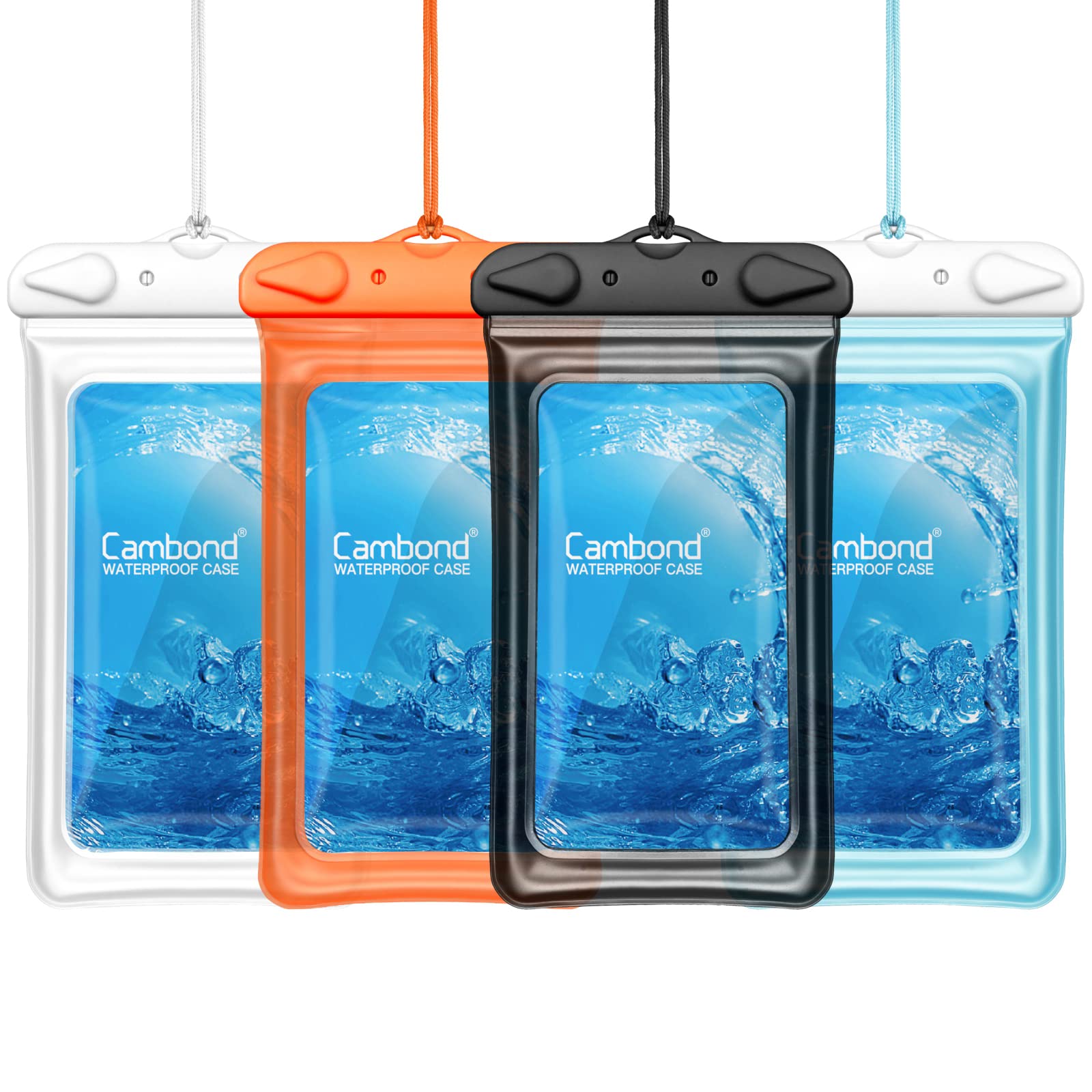 Cambond Waterproof Phone Pouch Compatible with iPhone, Water Proof Cell Phone Case Dry Bag for iPhone 13 12 Pro Max, 11, XS, XR, X, Galaxy Pixel, Snorkeling Cruise Ship Kayaking, 4 Pack