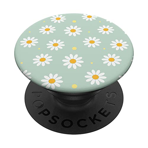 Sage Green Daisy Flower Aesthetic Daisies Floral Pattern PopSockets Swappable PopGrip