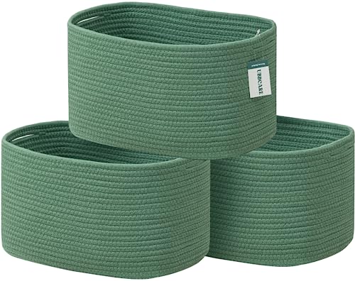 UBBCARE Storage Baskets for Shelves, 15x10x9'' Larger Woven Basket for Storage&Organizing, Cotton Rope Basket Cube Storage Organizer&Shelf Basket, Toy Organizer Storage Basket, Green