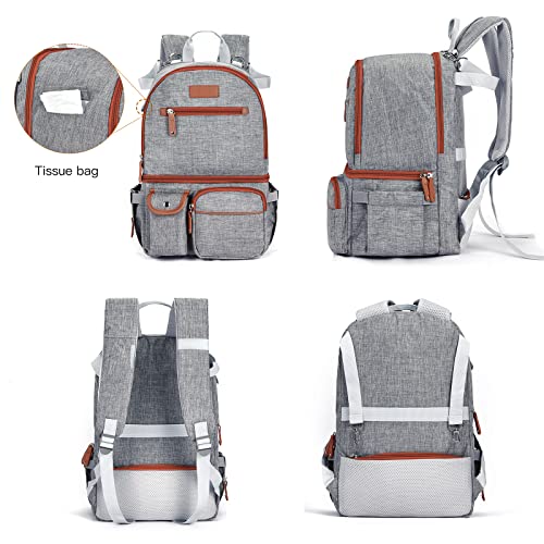 MOMIGO Breast Pump Backpack - Cooler and Moistureproof Bag Double Layer for Mother Outdoor Working Backpack with 13 Inch Laptop Compartment Fit Most Breast Pumps(Brown)