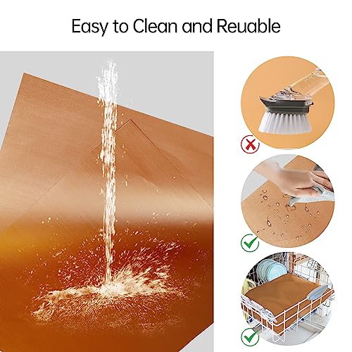UBeesize 2 Pack Large Copper Oven Liners for Bottom of Oven BPA and PFOA Free,16"x24" Thick Heavy Duty Non Stick Teflon Oven Mats for Electric, Gas, Toaster,Convection, Microwave Ovens and Grills