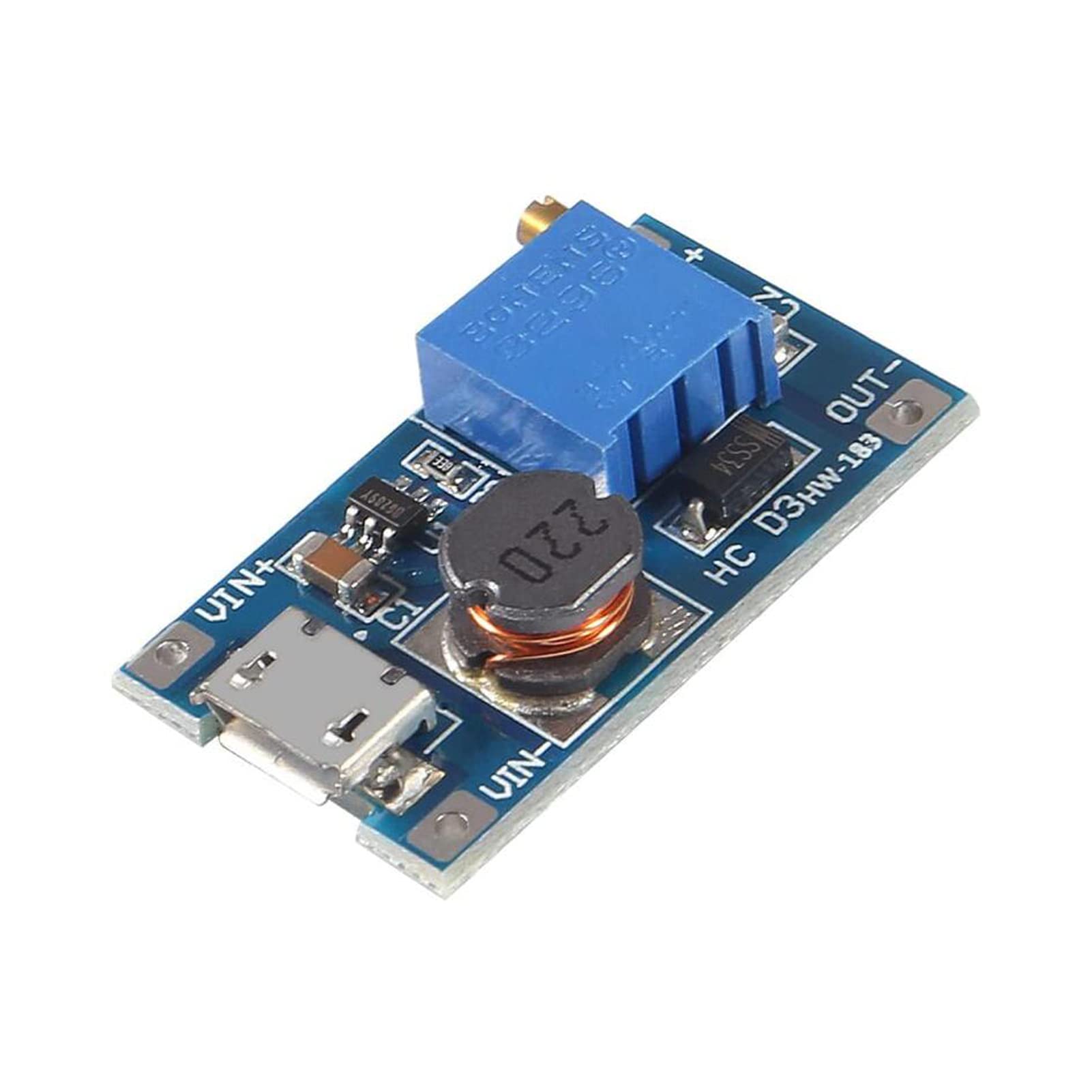 DIANN 20pcs MT3608 Boost Module DC-DC Step Up Module with Micro USB 2V-24V to 5V-28V 2A Output DC Voltage Regulator Adjustable Power Supply Board