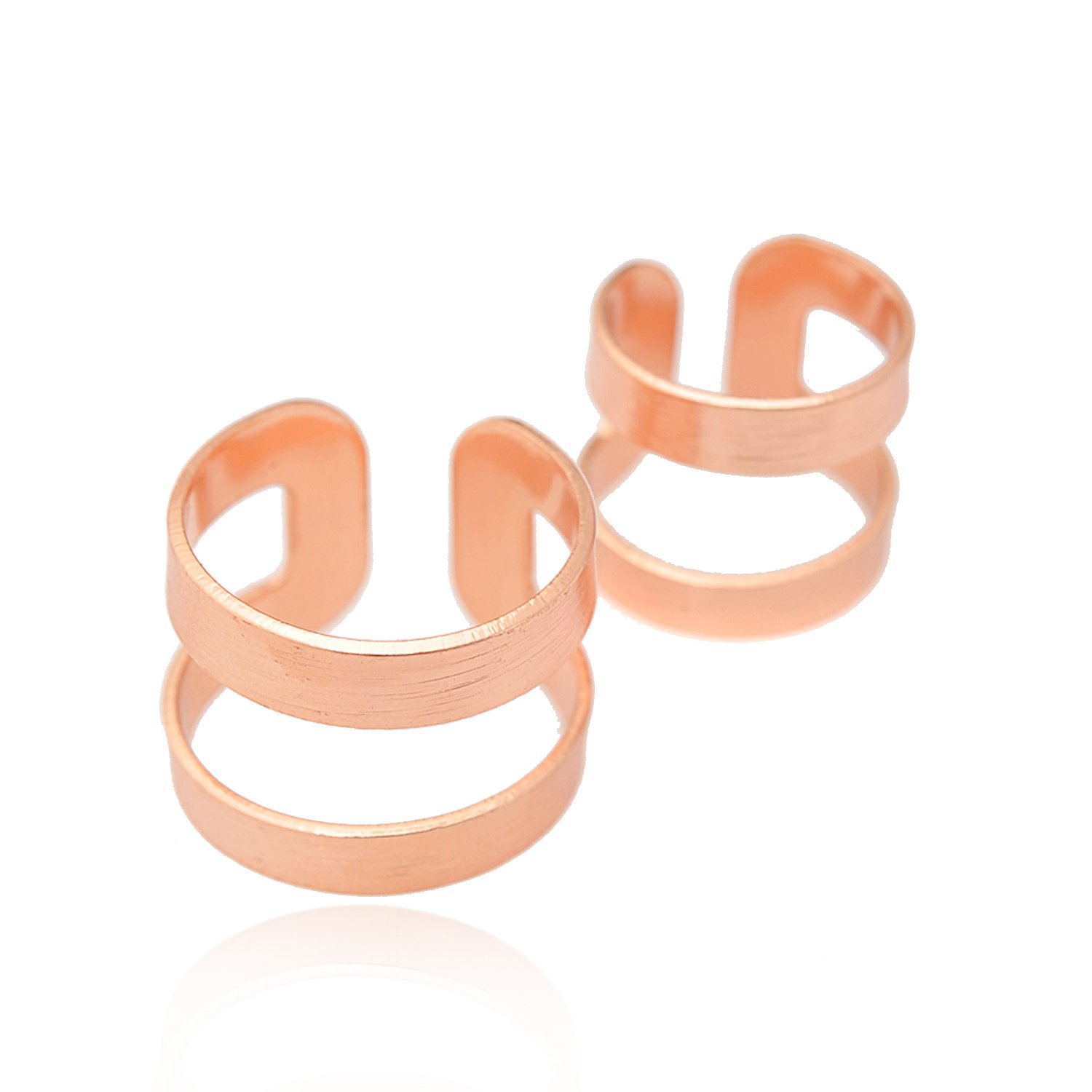 chelseachicNYC Brushed Metal Two Line Above Adjustable Ring and Midi Set of 2 (Rose Gold)