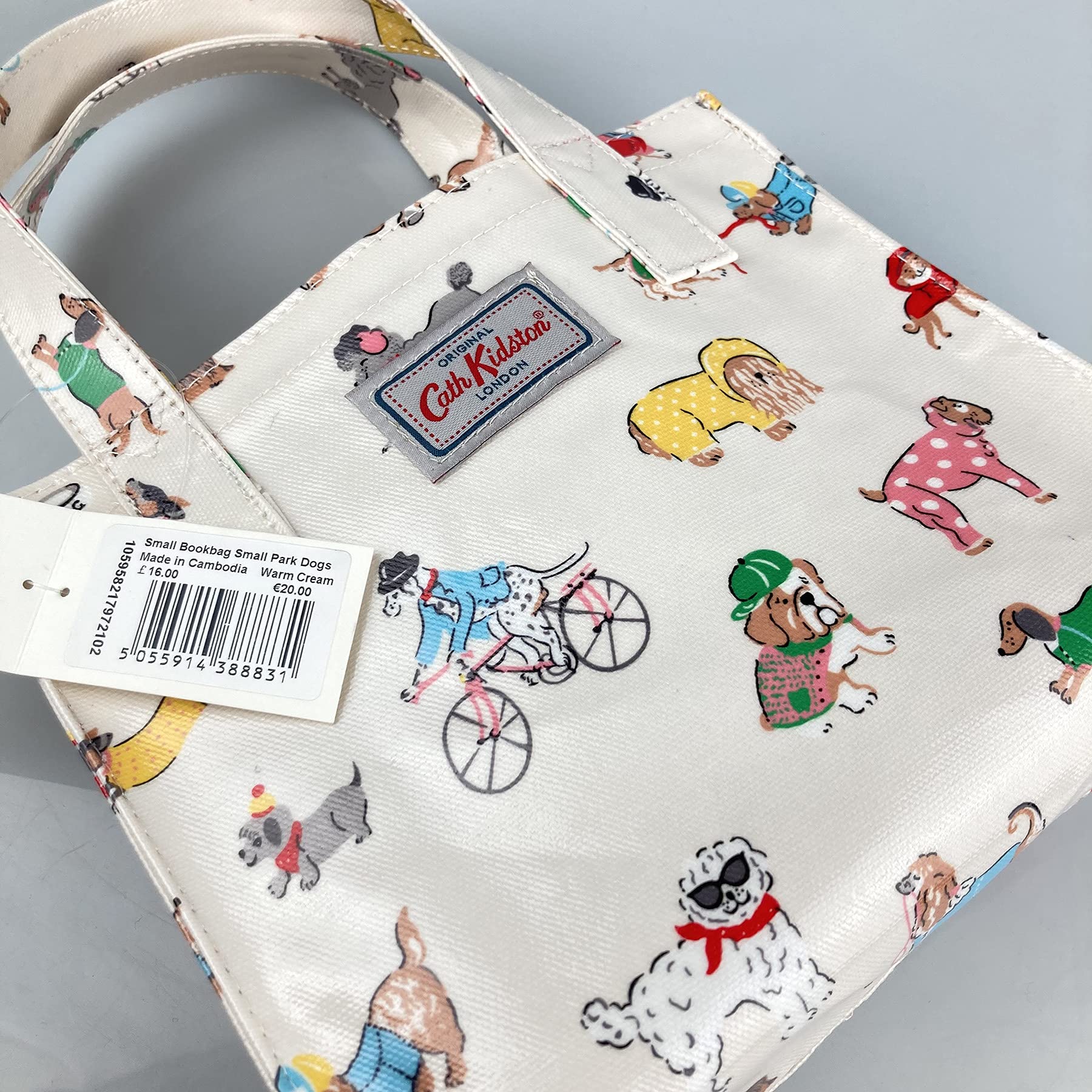 Cath Kidston S Bookbag Oilcloth Mini Open Top Handle Bag Small Size Lunch Bag Water Resistant Material (Small Park Dogs)