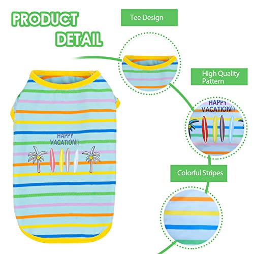 Phiyolin 2-Pack Dog Shirts Striped Stretch Dog T-Shirts for Small and Medium Dogs,Quick Dry Breathable Pet Clothes(M,Blue)