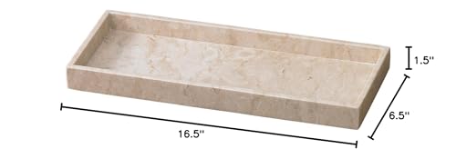 Creative Home Natural Champagne Marble Vanity Tray Towel Tray Bathroom Countertop Organize Tray, 6.5" L x 16.5" W x 1.5" H, Champagne (Beige)