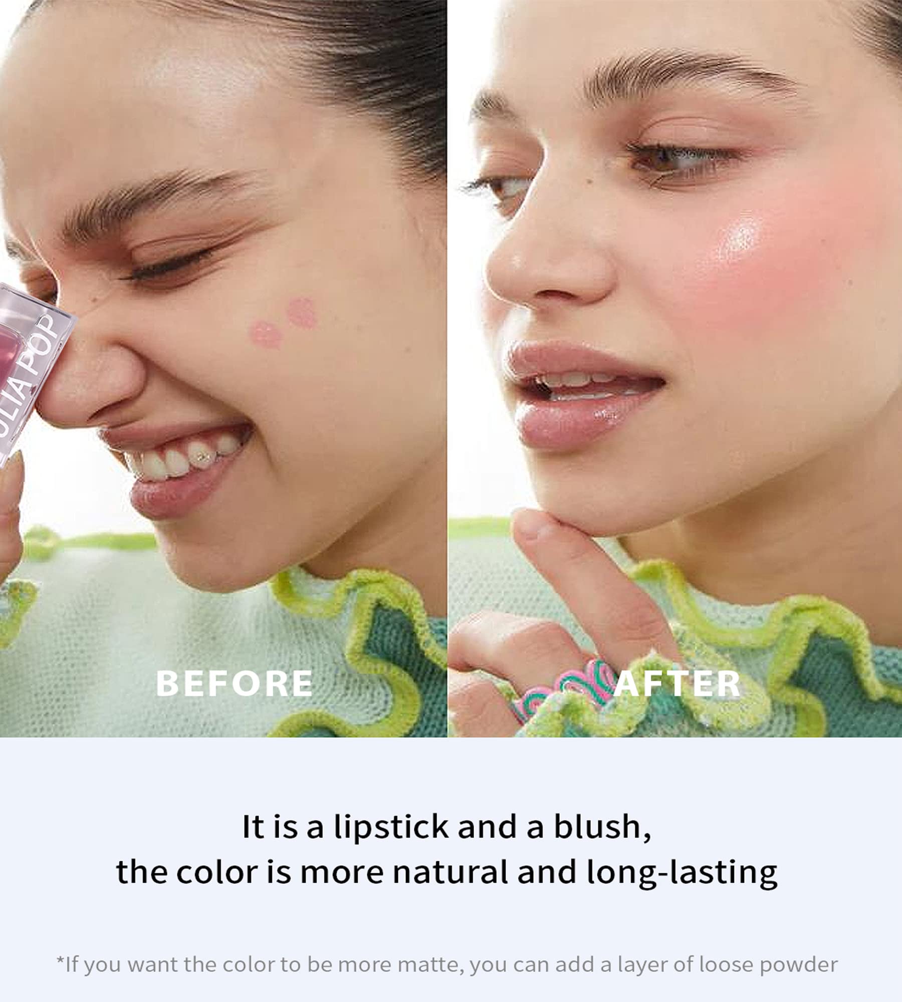 Easilydays 2 in 1 Lip and Cheek Stain, Cheek and Lips, Shining Chameleon Multi Blam, Cheek Lip Liquid Blush Dual-use Llip Stain, Moisturizing Lip Mask, Long-lasting Natural Color Change Lip Tint, 0.2Oz (#01 Transparent)