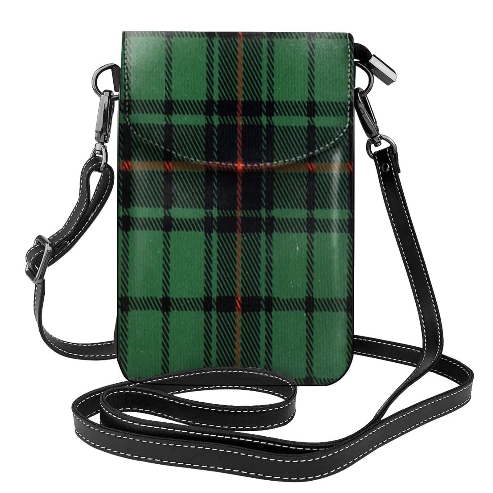 Small Crossbody Scottish Davidson Clan Black, Green Tartan Crossbody Purse Bag Fashion Cell Purse Wallet For Women/Girls Gift