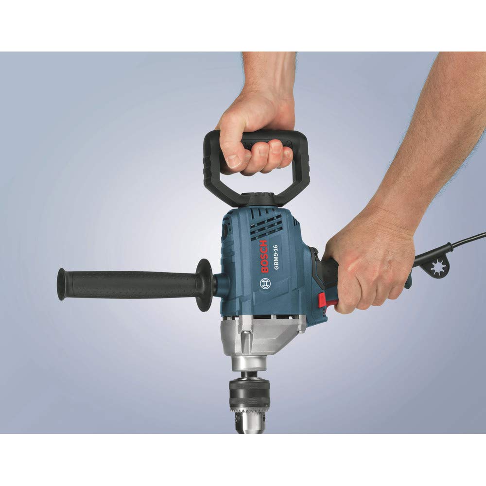 Bosch GBM9-16 9 Amp 5/8 Inch Easy to Operate Lower Vibration Magnesium Front Housing Mixer with D-Handle (Black Blue, Renewed)