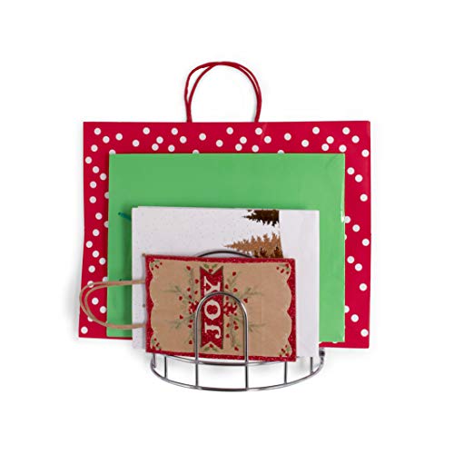 Spectrum Diversified Paper Holder & Organizer, Wall Mount or Countertop Display Perfect for Gift Bags & Wrapping Stations, Grocery Bag Holder, Sponge Cradle, Chrome