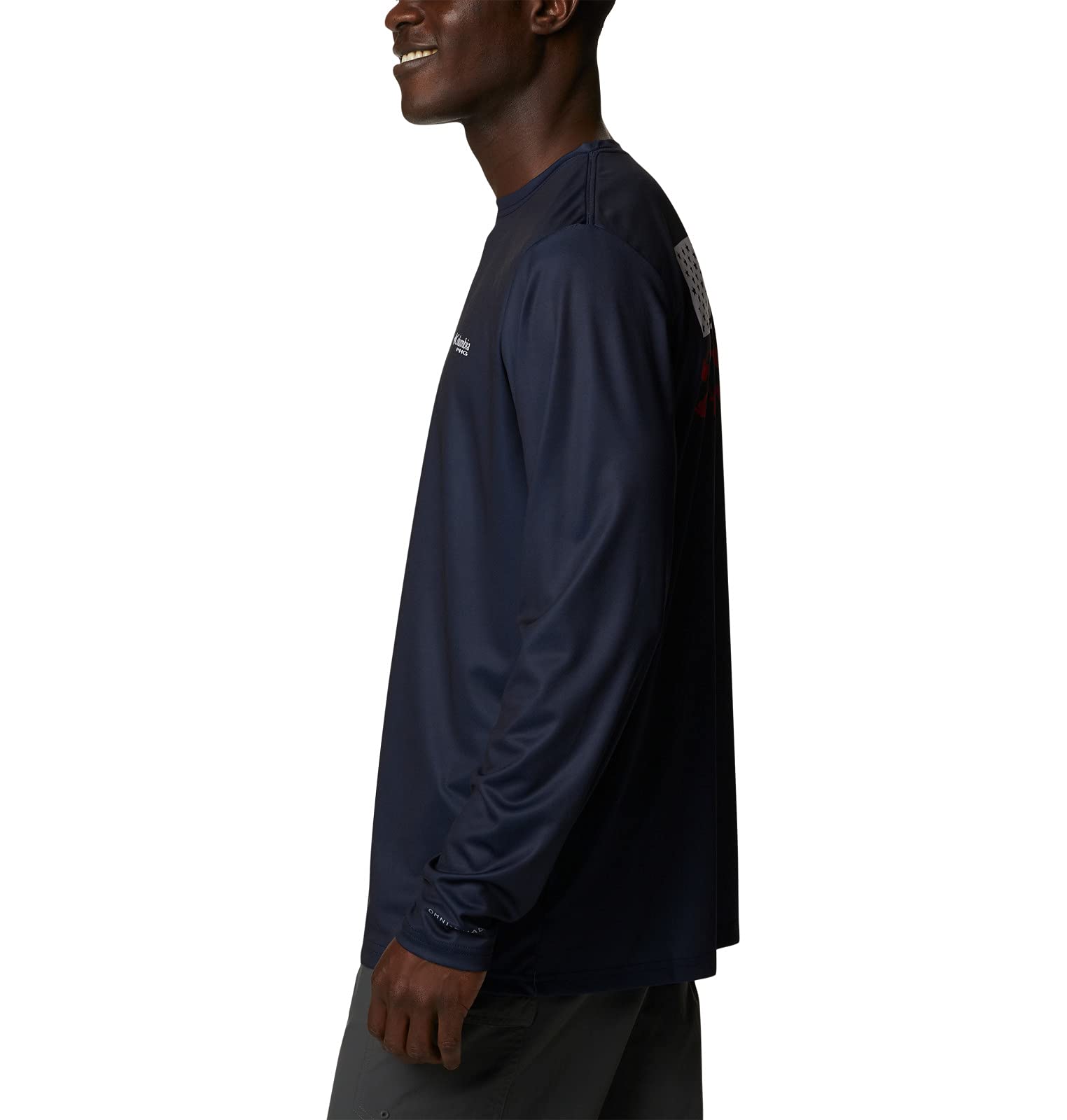 Columbia Men's Big & Tall PHG Terminal Shot LS, Collegiate Navy/White Game Flag, 3X B&T