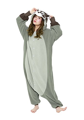 SAZAC Raccoon Kigurumi - Onesie Jumpsuit Halloween Costume Gray