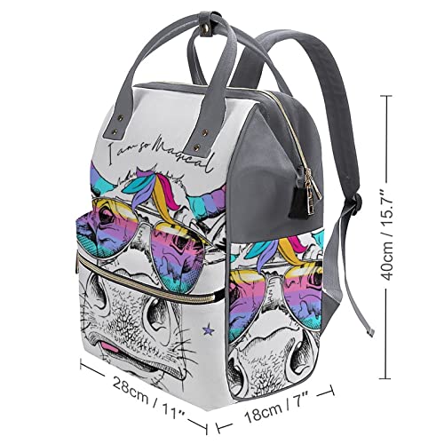 Cute Cow with Unicorn Horns Waterproof Mommy Bag Diaper Bag Backpack Multifunction Large Capacity Travel Bag