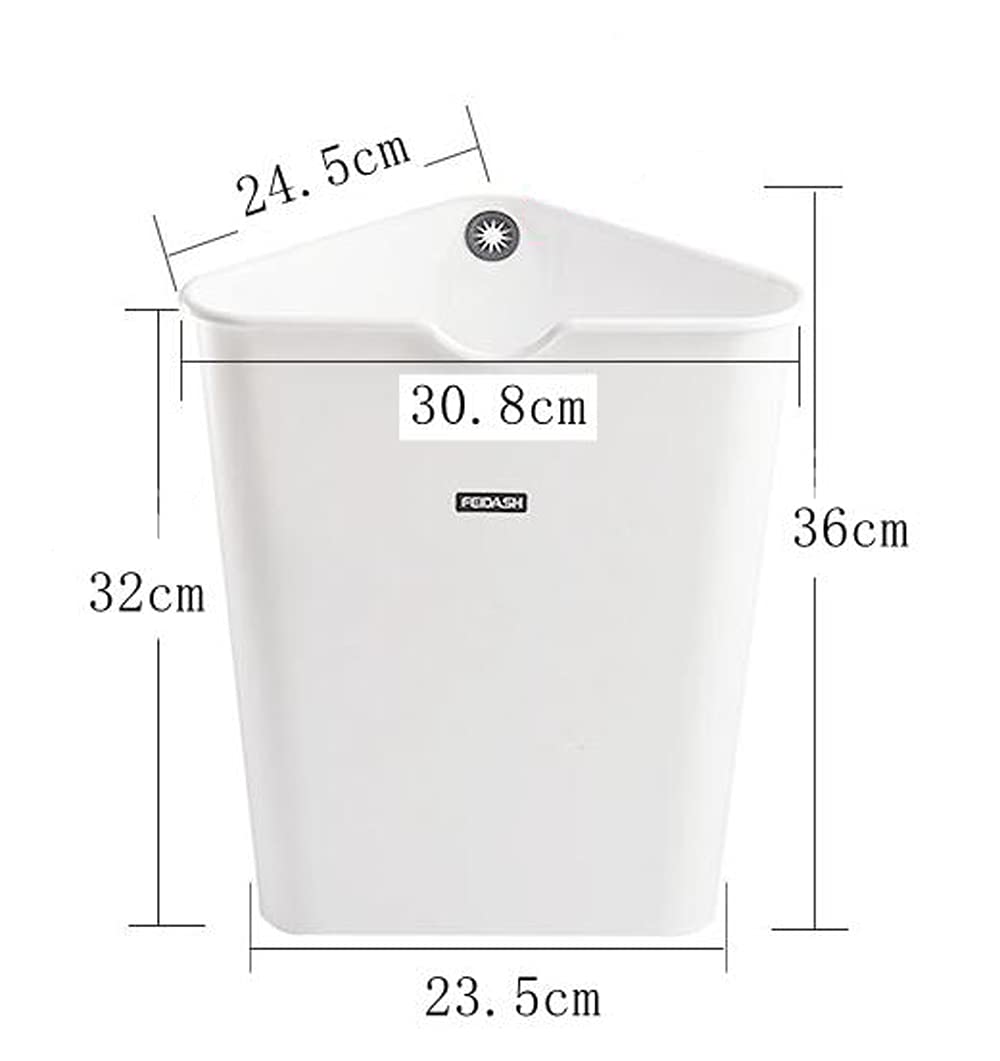 Happiness Decoration Plastic Triangle Garbage Can Without Lid Home Office Bathroom Trash Can Waste Paper Basket Wastebasket for Narrow Spaces Recycling Bins (White) …