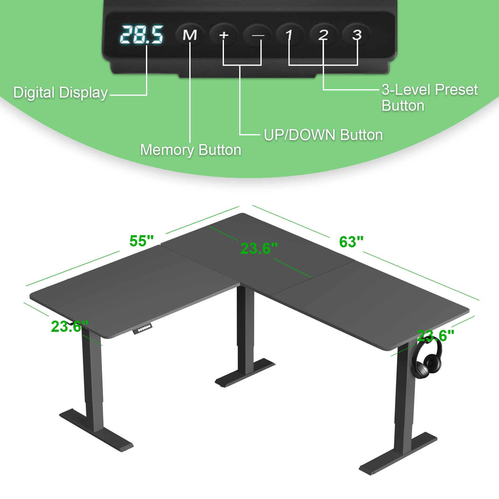 ExaDesk L Shaped Standing Desk with USB Charging Port & 4 Drawers,63 x 55 inch Electric Adjustable Height Corner Stand Up Desk with Keyboard Tray & Storage,Sit Stand Computer L Desk for Gaming Office