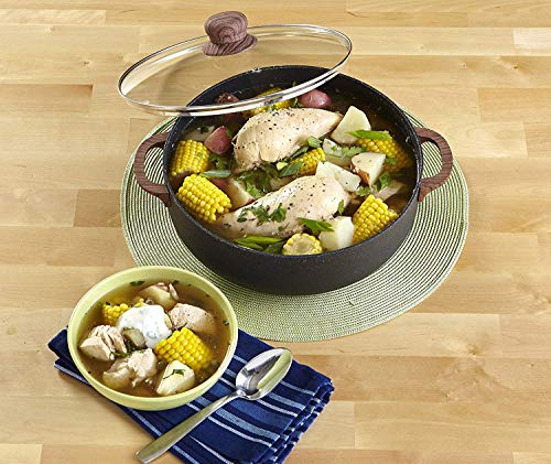 IMUSA USA Black 4.4Qt Stone Caldero with Woodlook Handles and Knob, 4.4 Quart