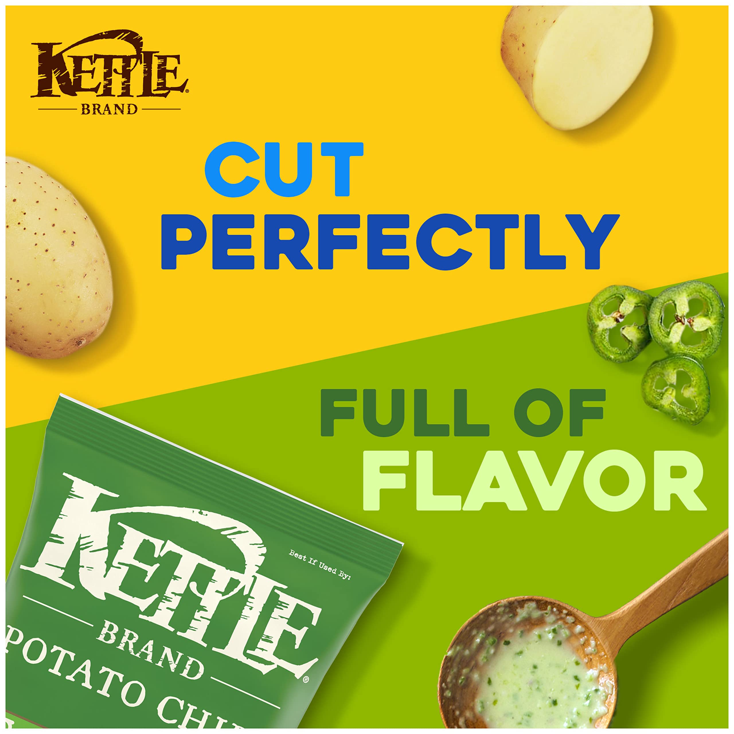 Kettle Brand Jalapeno Kettle Potato Chips, Gluten-Free, Non-GMO, 7.5 oz Bag