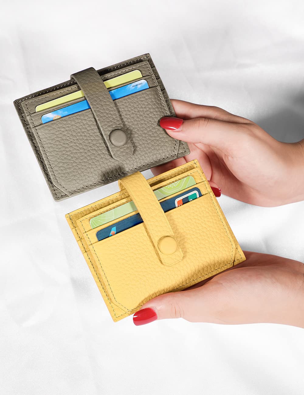 Small Wallets for Women Leather Credit Card Holder Pocket Purse (Khaki)