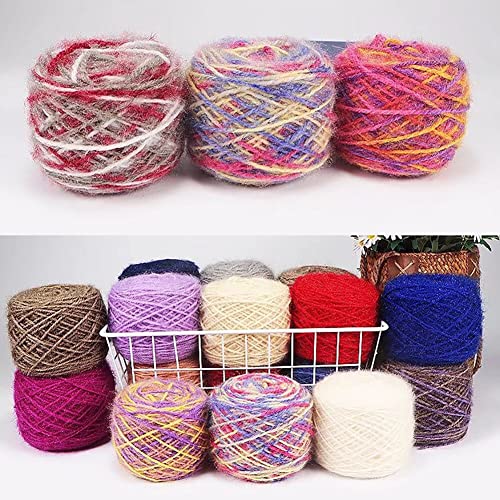 Fuzzy Knitting Yarn Medium Thick Skeins Wool Yarn for Knitting and Crocheting Super Soft Lightweight Crochet Yarn Breathable Knitting Fabric for Beginners DIY Craft Projects, 150g/Ball
