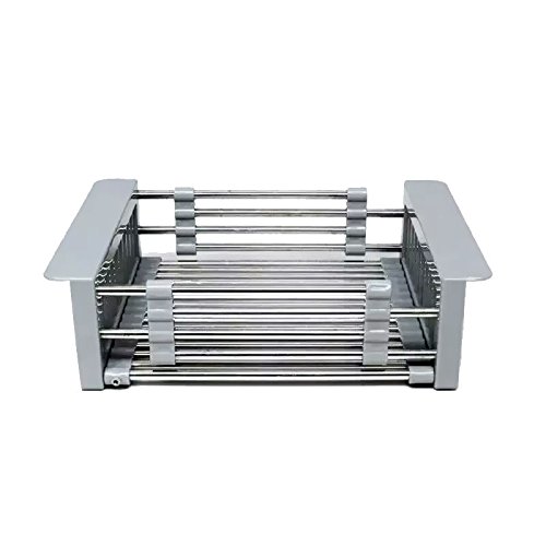 Dowell Kitchen Sink Dish Drying Racks Holders Drainer Basket - Stainless Steel Dish Drainer with Adjustable Arms Holder Functional Kitchen Sink - Organizer for Vegetable and Fruit