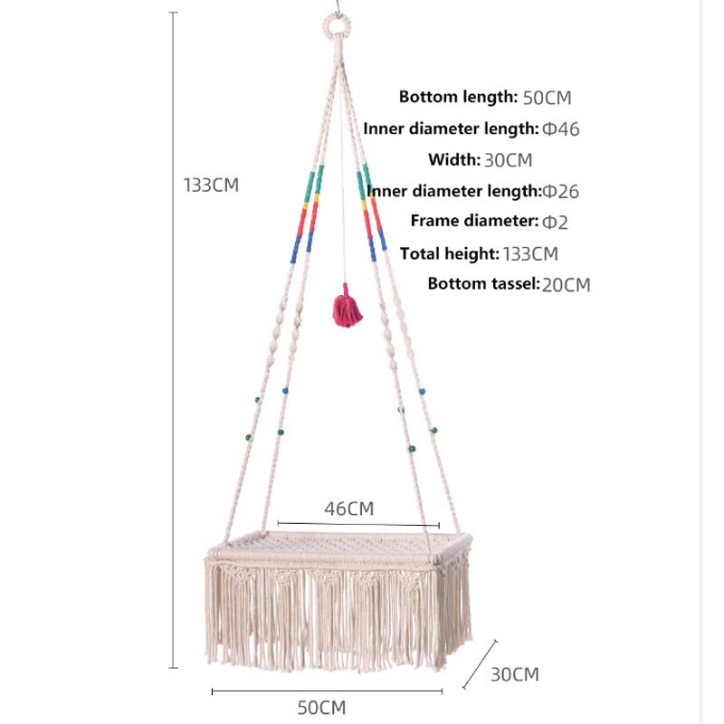 WODMB Cats Hanging Bed Cotton Pet Nest Cat Dog Hammock Thread Toy Swing Bohemian Wall Hanging (Color : A, Size : One Size)