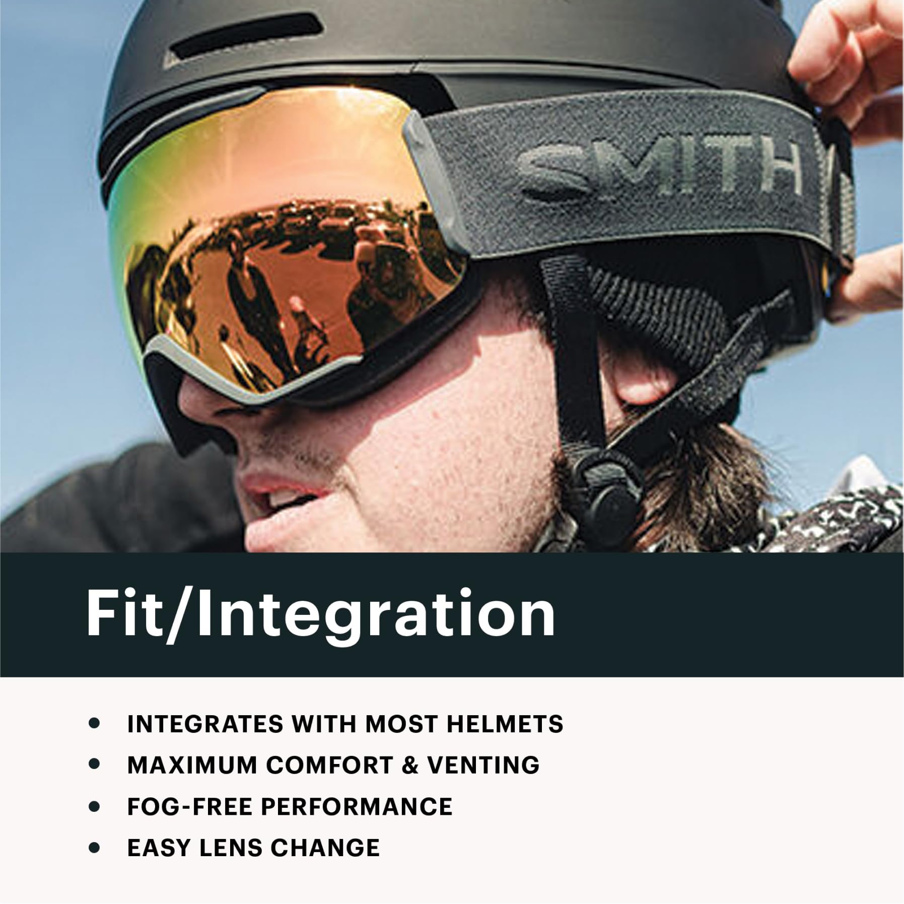 SMITH Squad MAG Goggles with ChromaPop Lens – Performance Snowsports Goggles with Easy Lens Change Technology for Skiing & Snowboarding – for Men & Women – Black + Everyday Rose Gold Mirror Lens