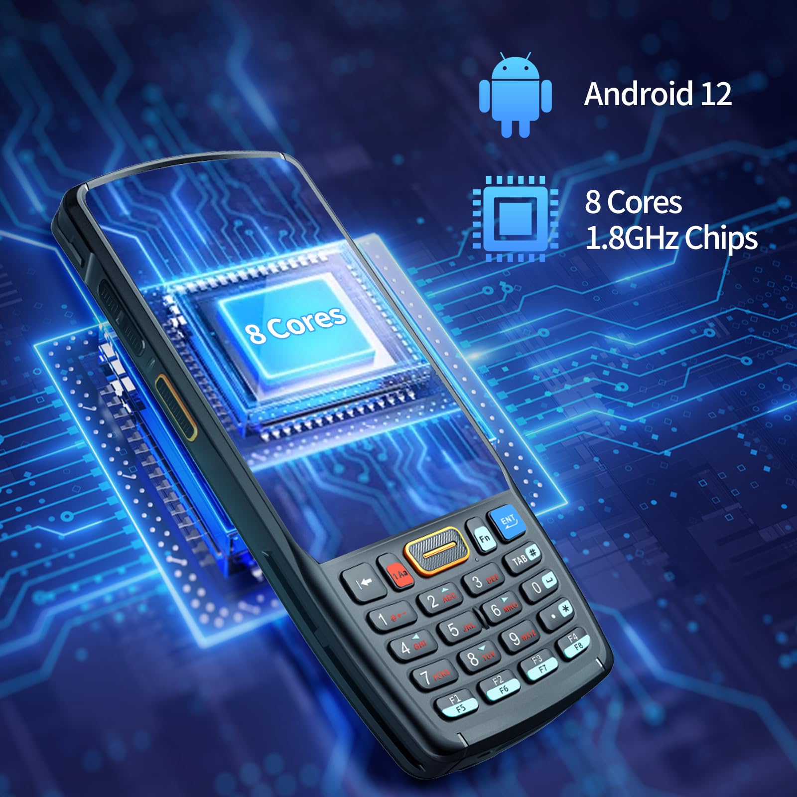 FYJ Android Barcode Scanner,3GB+32GB Android 12 PDA Handheld Computer with 1D/2D/QR Honeywell Scan Engine,26 Keys IP67 Rugged Handheld Data Terminal for Warehouse Retail Inventory Software