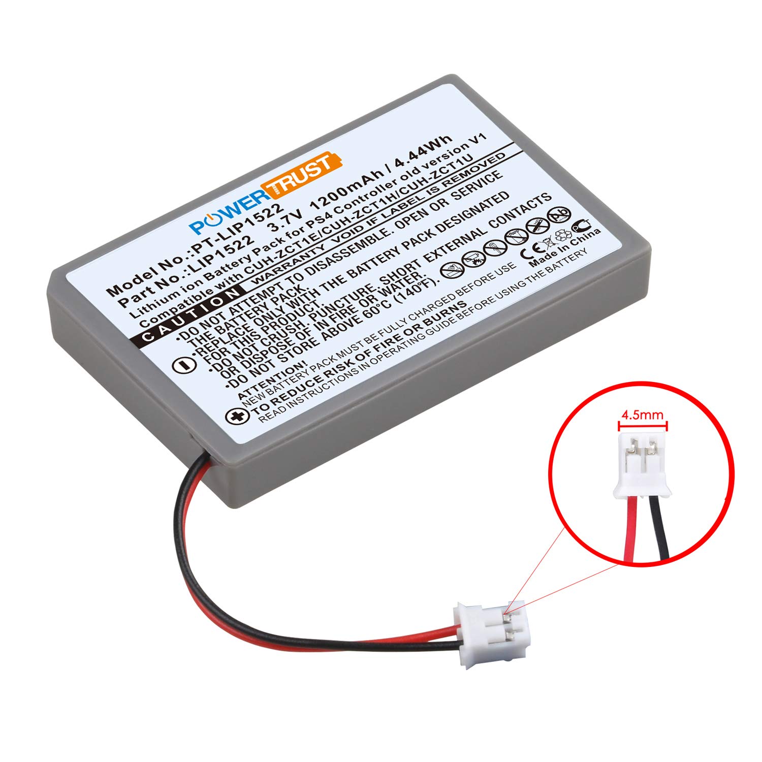 PowerTrust 1200mAh LIP1522 Replacement Battery for Sony Playstation 4 PS4 Dualshock 4 Wireless Controller CUH-ZCT1E CUH-ZCT1U-2015 Older Version