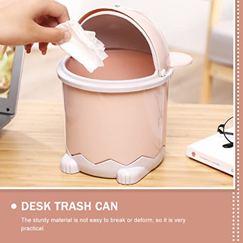 Mini Trash Can with Lid Desktop Cartoon Garbage Bucket Small Garbage Can Tiny Waste Basket Covered Closable Trash Bin for Office Pink Blue 2pcs