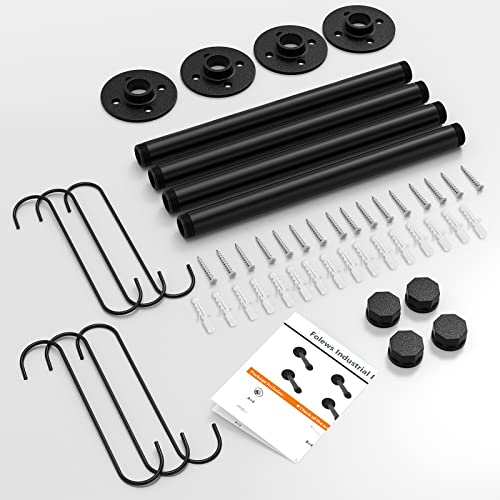 Industrial Pipe Closet Rod-13.45 Inch Wall Mounted Industrial Pipe Clothing Rack Heavy Duty Pipe Shelves for Hanging Clothes Coats Laundry Room Organizer Storage Hanger Shelf Space Saving (4Pcs )